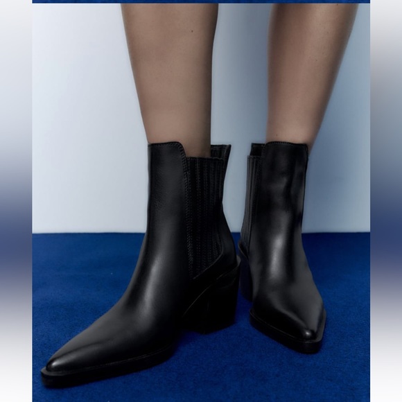 Zara | Shoes | Zara Leather Cowboy Ankle Boots | Poshmark